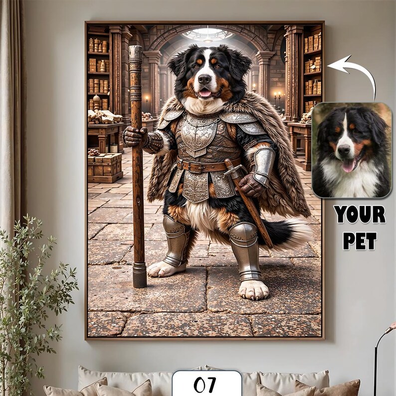 Custom Viking Warrior Pet Portrait, Royal Pet Art From Photo - Etsy