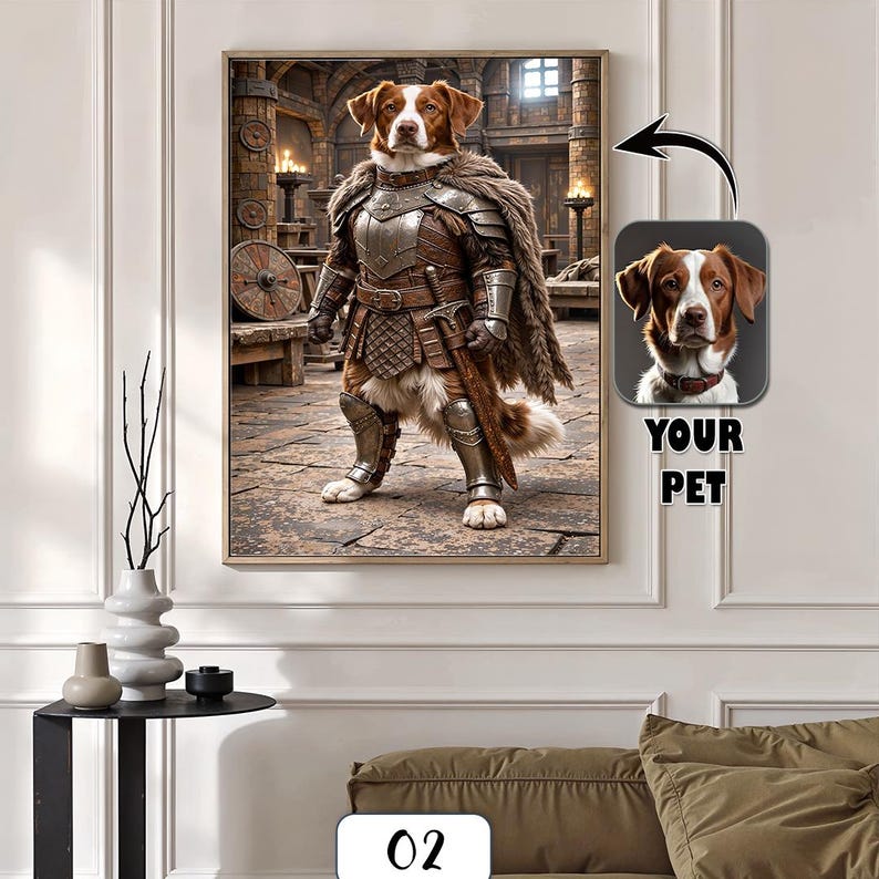 Personalized Viking Pet Portrait – Custom Warrior Cat or Dog Art - Etsy