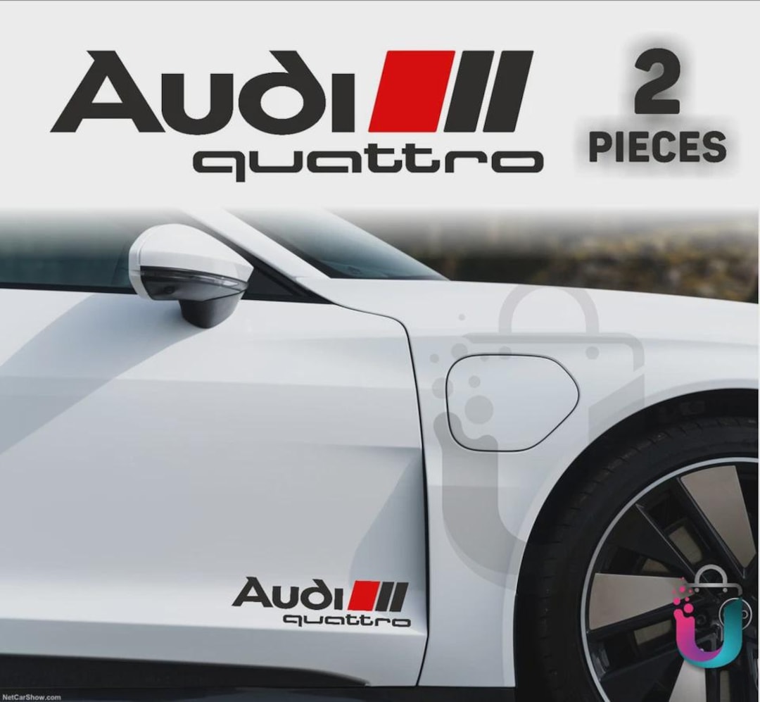 Audi Quattro S Line Side Skirt Decals - Black & Red Vinyl Stickers (set ...
