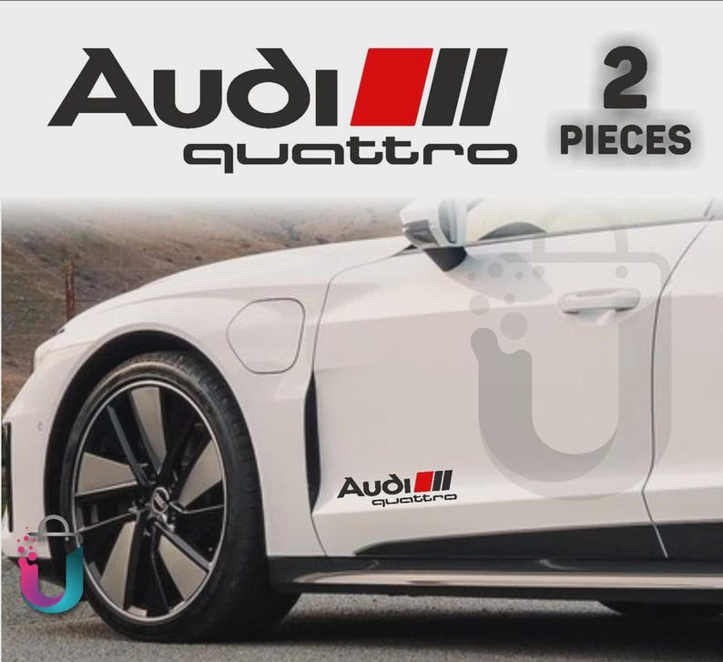 Audi Quattro S Line Side Skirt Decals - Black & Red Vinyl Stickers (set ...