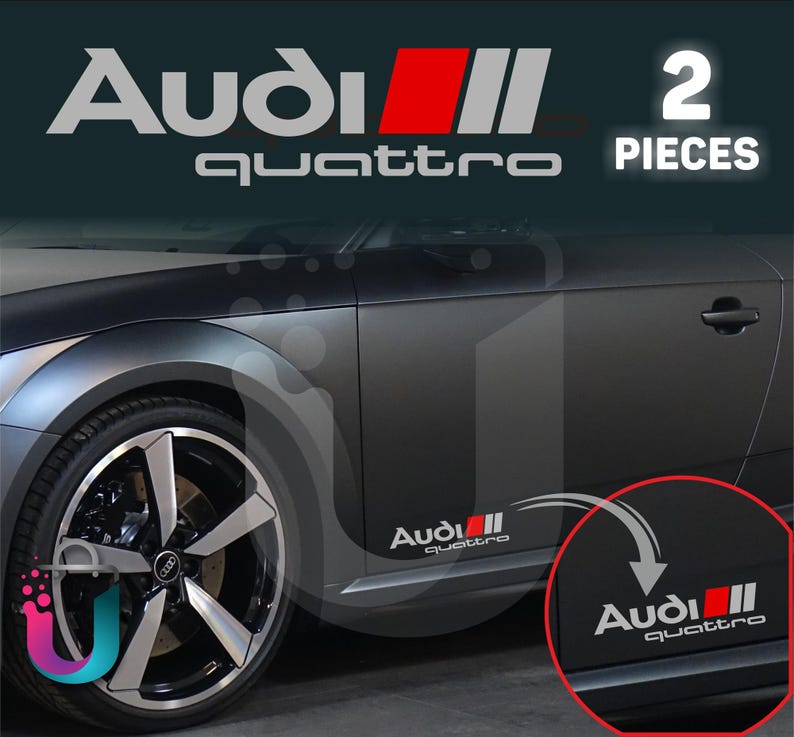 Audi Quattro S Line Side Skirt Decals - Black & Red Vinyl Stickers (set ...