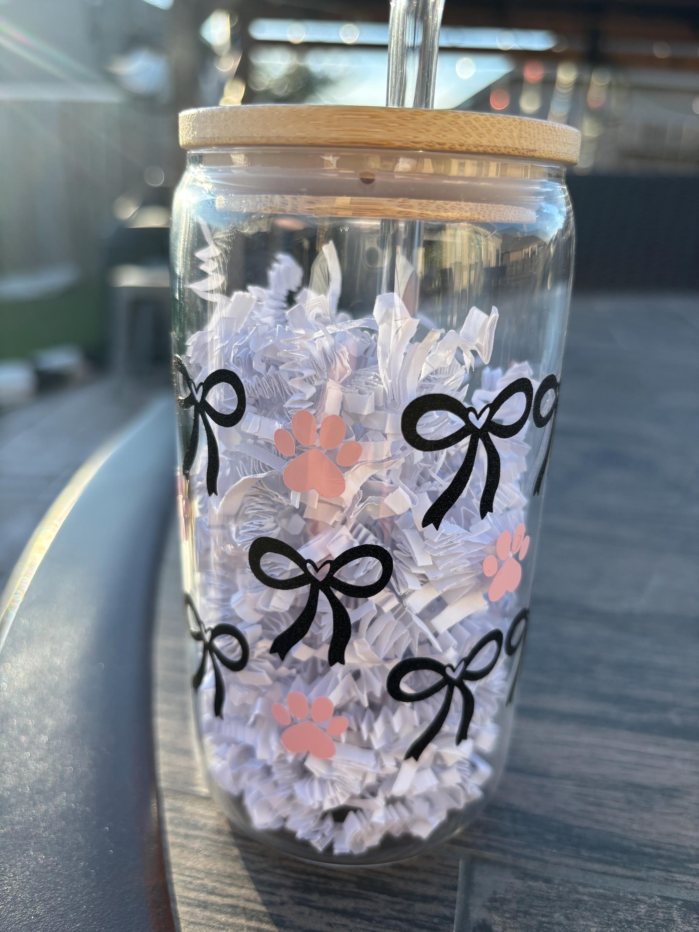 Dog Paw Sipper Glass With Bamboo Lid | Pet Lover Gift - Etsy