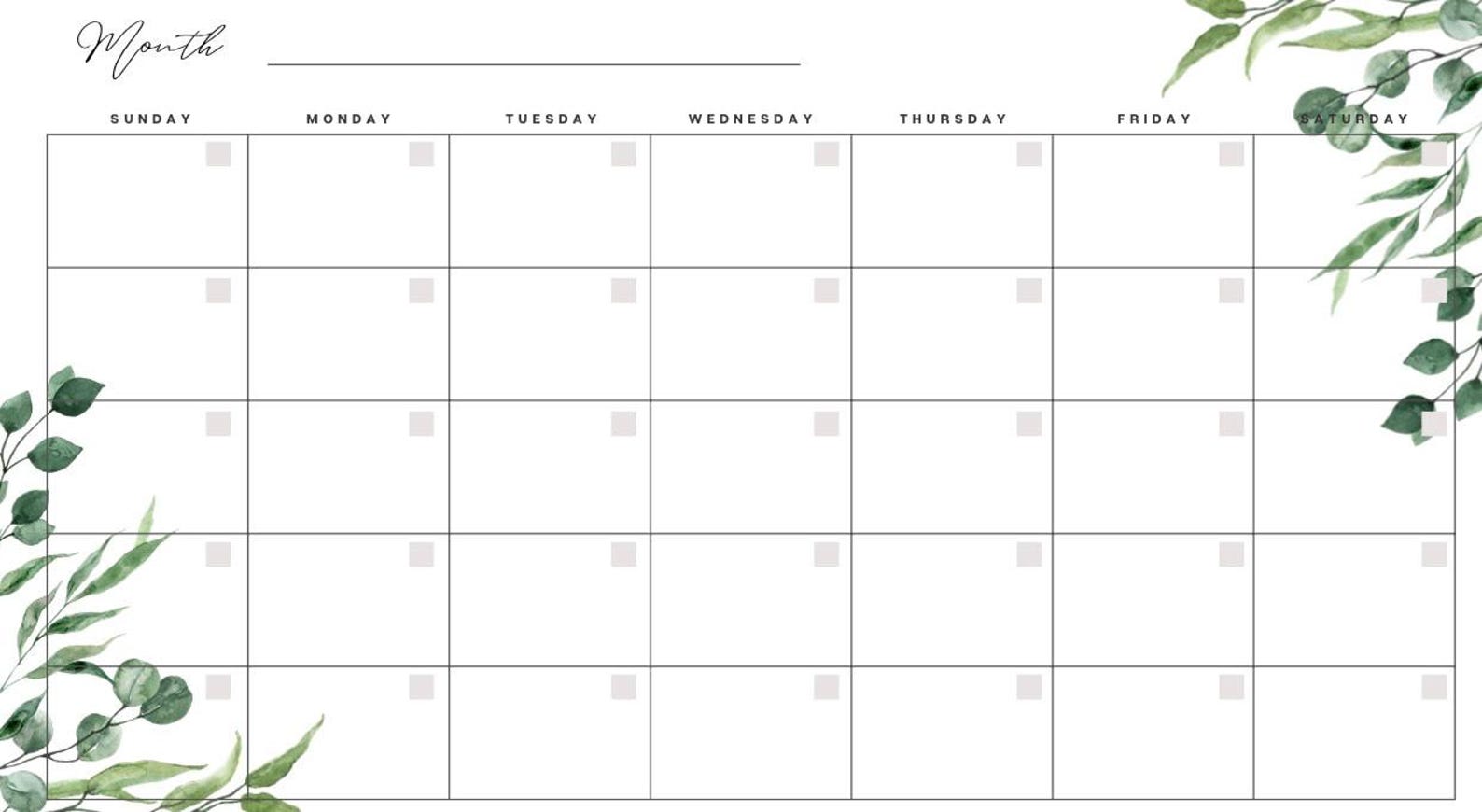 Botanical Fillable Monthly Calendar - Etsy