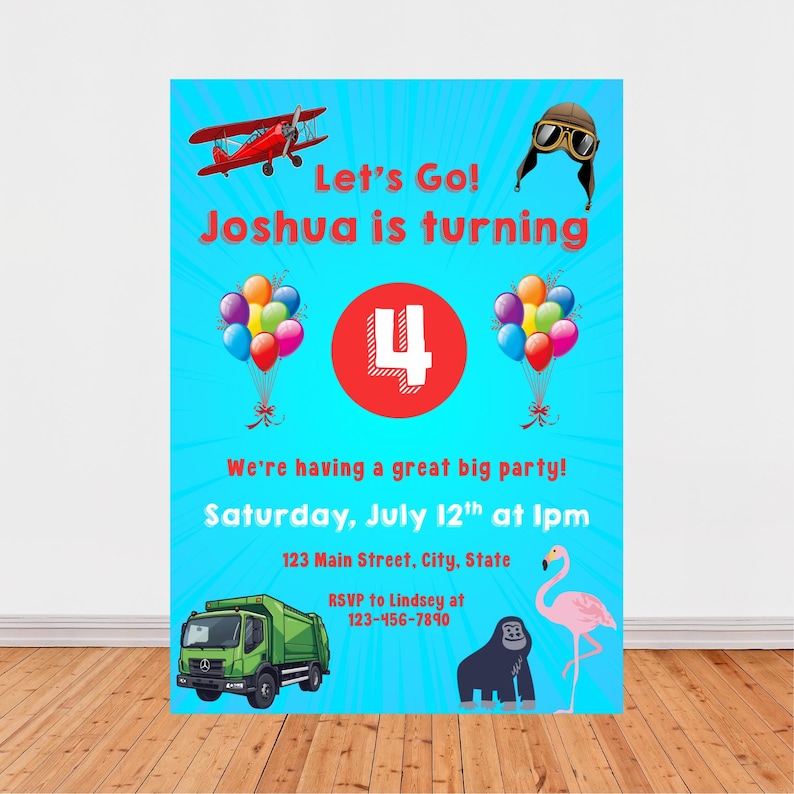 Let’s Go! Birthday Party Invitation (digital Template) - Etsy