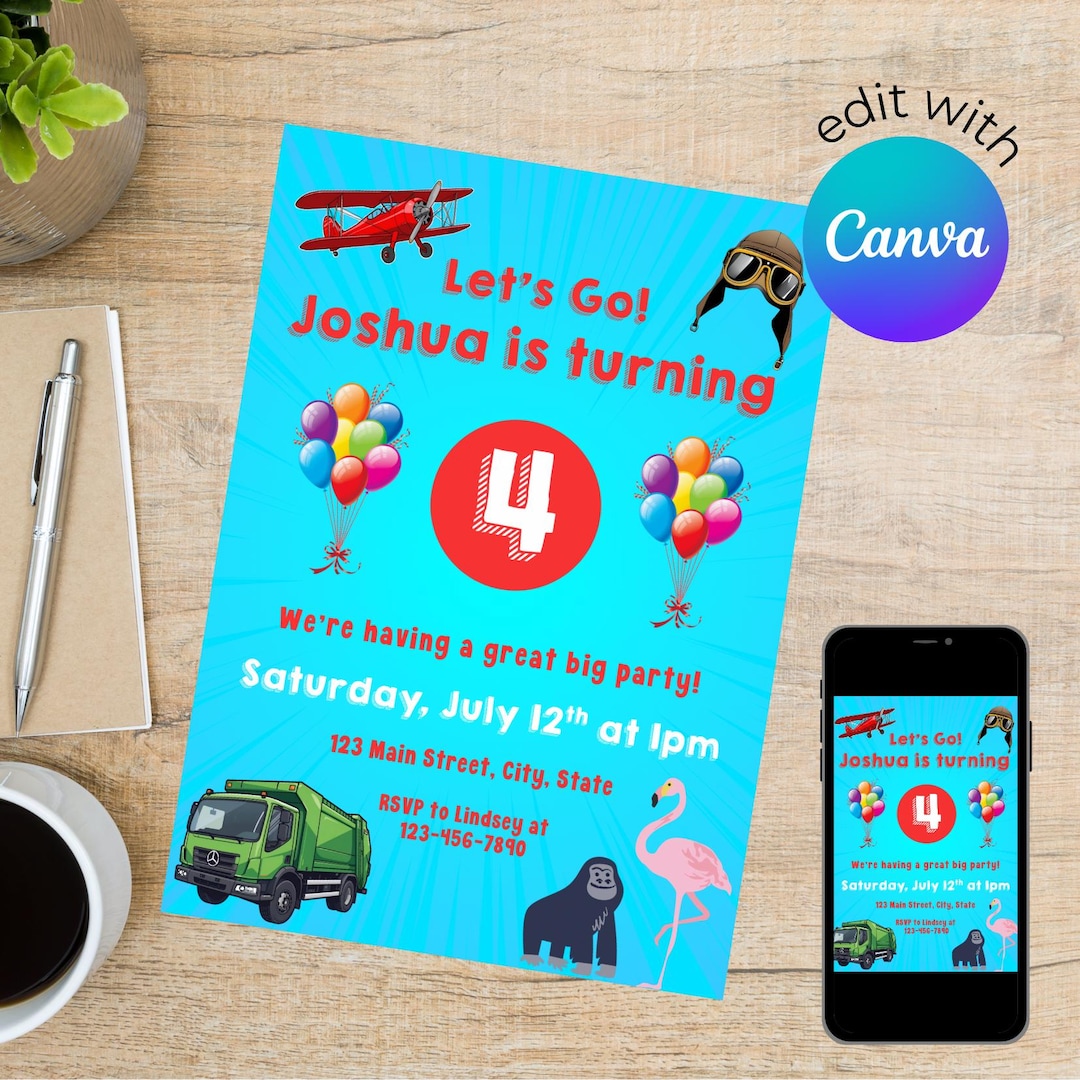 Let’s Go! Birthday Party Invitation (digital Template) - Etsy