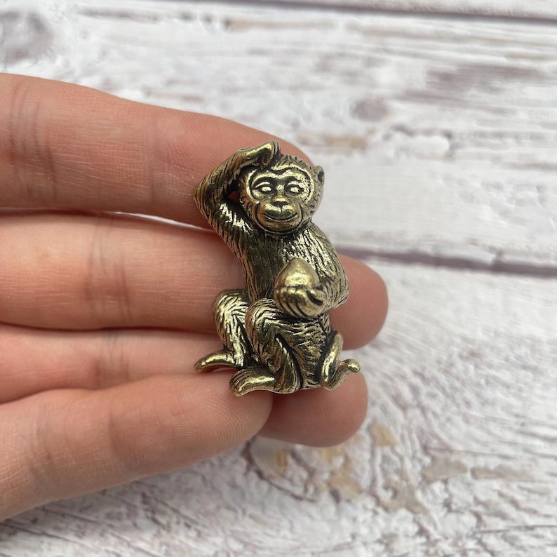 Brass Monkey Figurine Gift, Handmade Zodiac Monkey Sculpture, Vintage ...