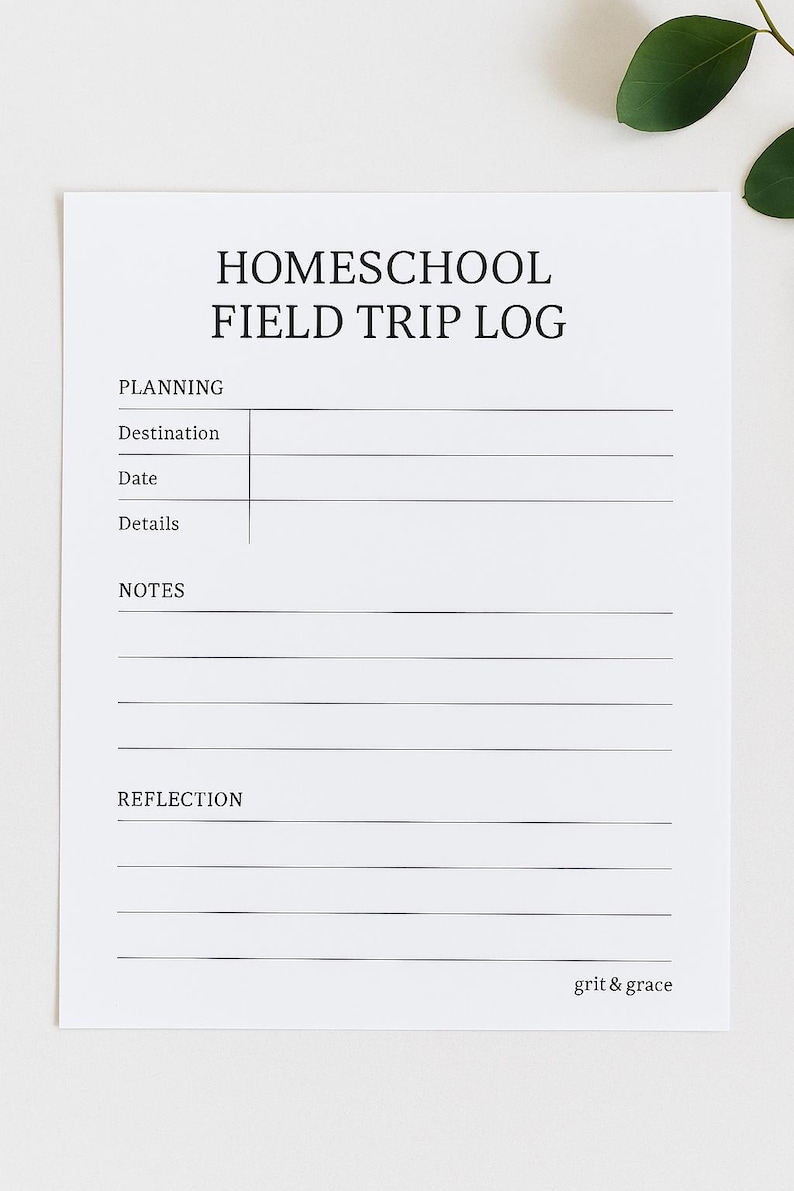 Homeschool Field Trip Log | Printable Trip Planning & Reflection Pages ...