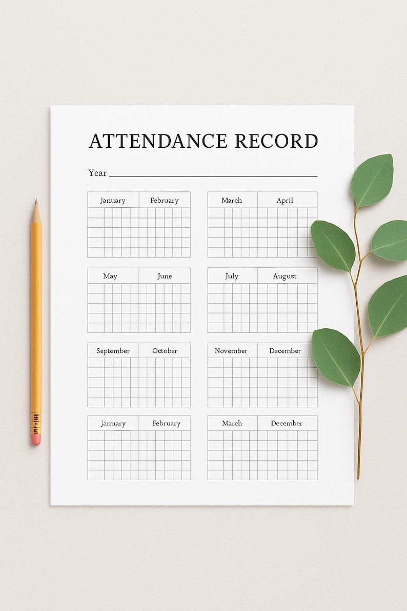 Homeschool Attendance Record | 12-month Printable Log | Simple Student ...