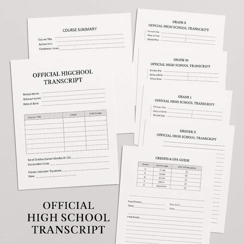 Homeschool Transcript Printable – Official High School Record (grades 9 ...