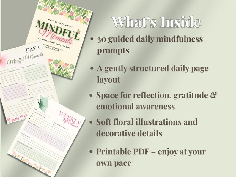 30 Days of Mindful Moments A Printable Mindfulness and Gratitude ...