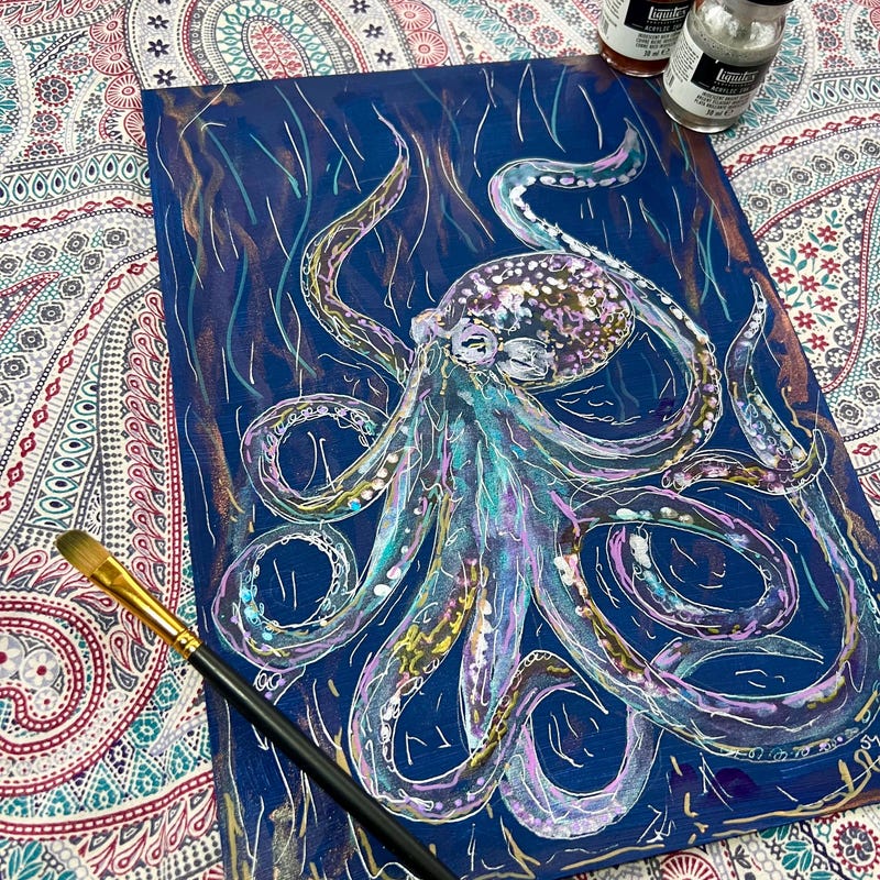 Octopus Original Paintings - Etsy UK