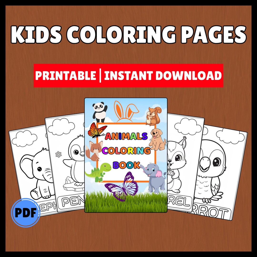 Animal Coloring Book for Kids | 20 Cute Animals Pages | Printable ...