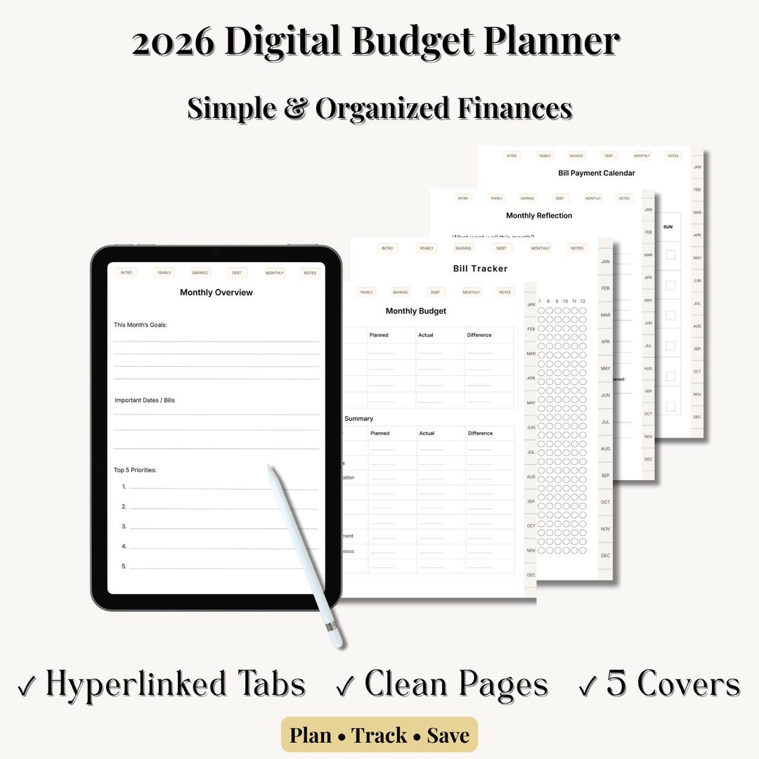 2026 Digital Paycheck Budget Planner for iPad | Simple Hyperlinked ...