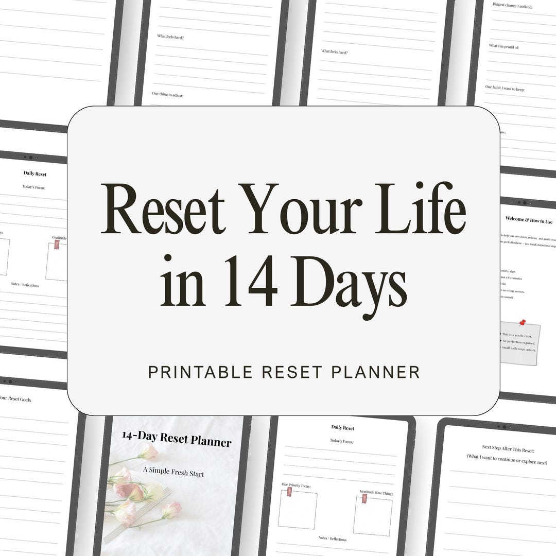 14 Day Life Reset Planner | Fresh Start Workbook & Habit Reset ...