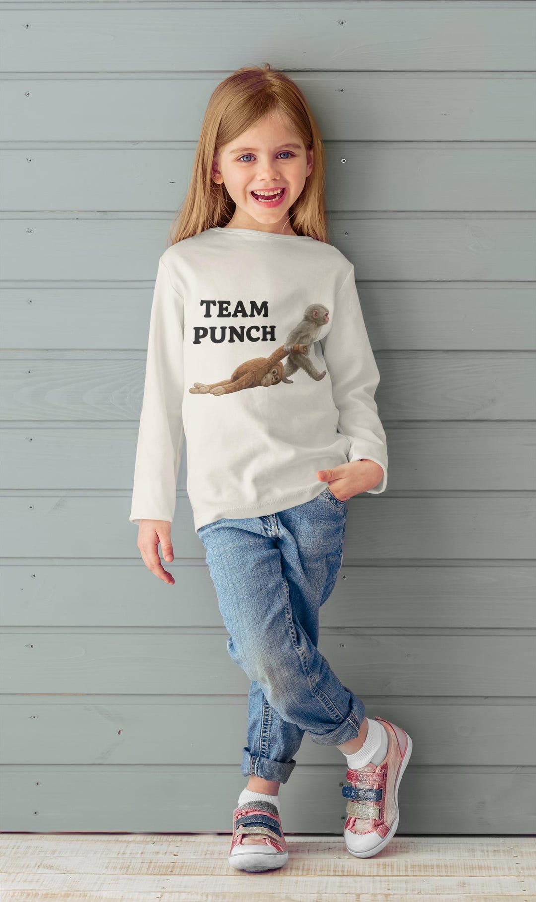 Team Punch Shirt, Support Punch Monkey Shirt, Viral Baby Monkey Tee ...