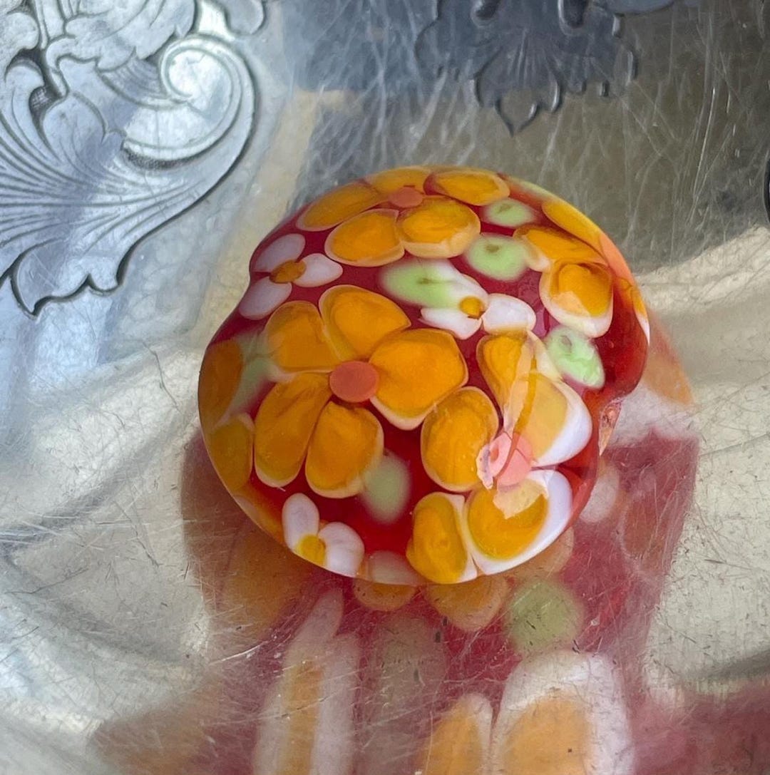 Lampwork Glass Focal Point Flower Bead - Etsy