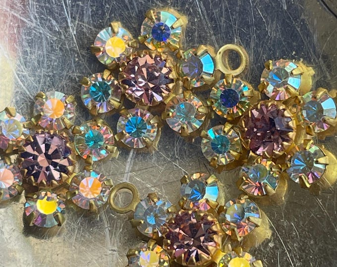 Swarovski Aurora Borealis and Light Rose Rhinestone Flower - Etsy
