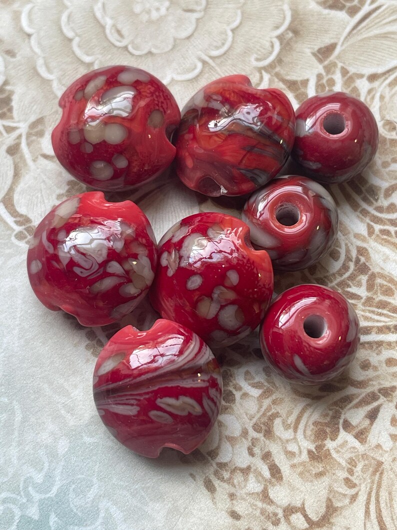 Lampwork Round Red Saucer and Spacer Beads Lot of 8 Beads - Etsy