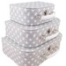 Grey With White Stars Set of 3 Suitcase for Storage Shelf Stacking ...