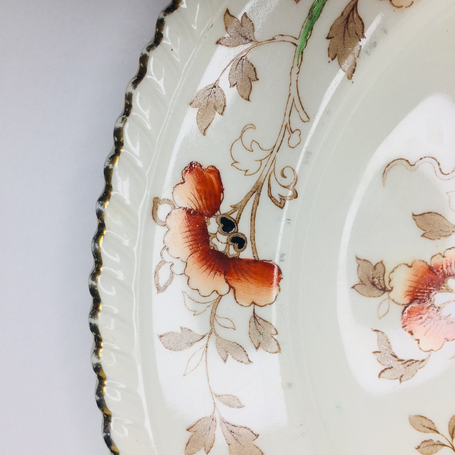 Hand-painted 1940s Dinner Display Plate Orange Brown Green - Etsy