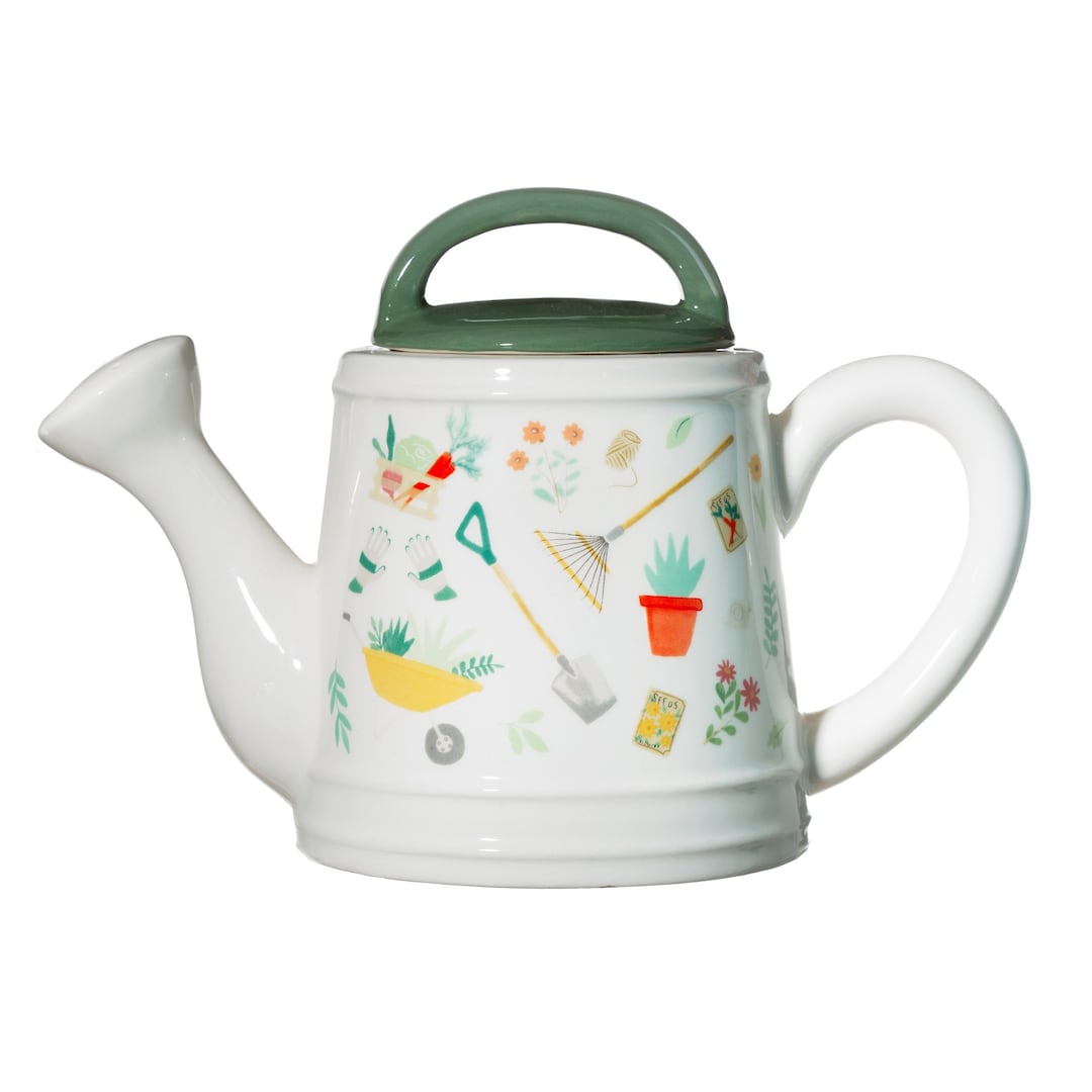 Watering Can Shaped Novelty Teapot Green White Gardeners Drinking Tea ...