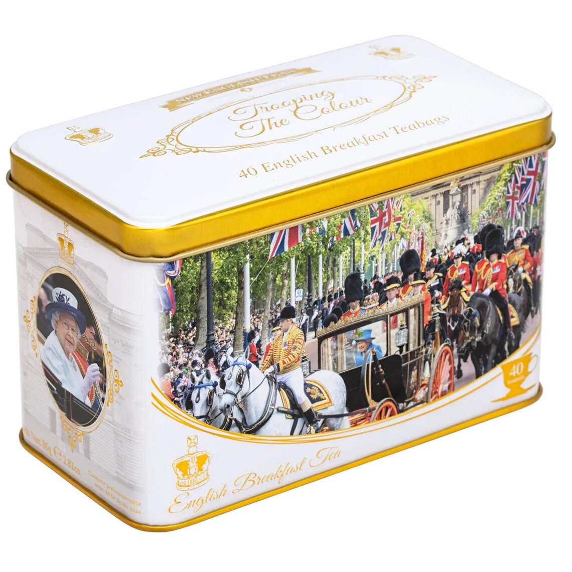 Queen Elizabeth II Trooping the Colour White and Gold Tea Tin - Etsy