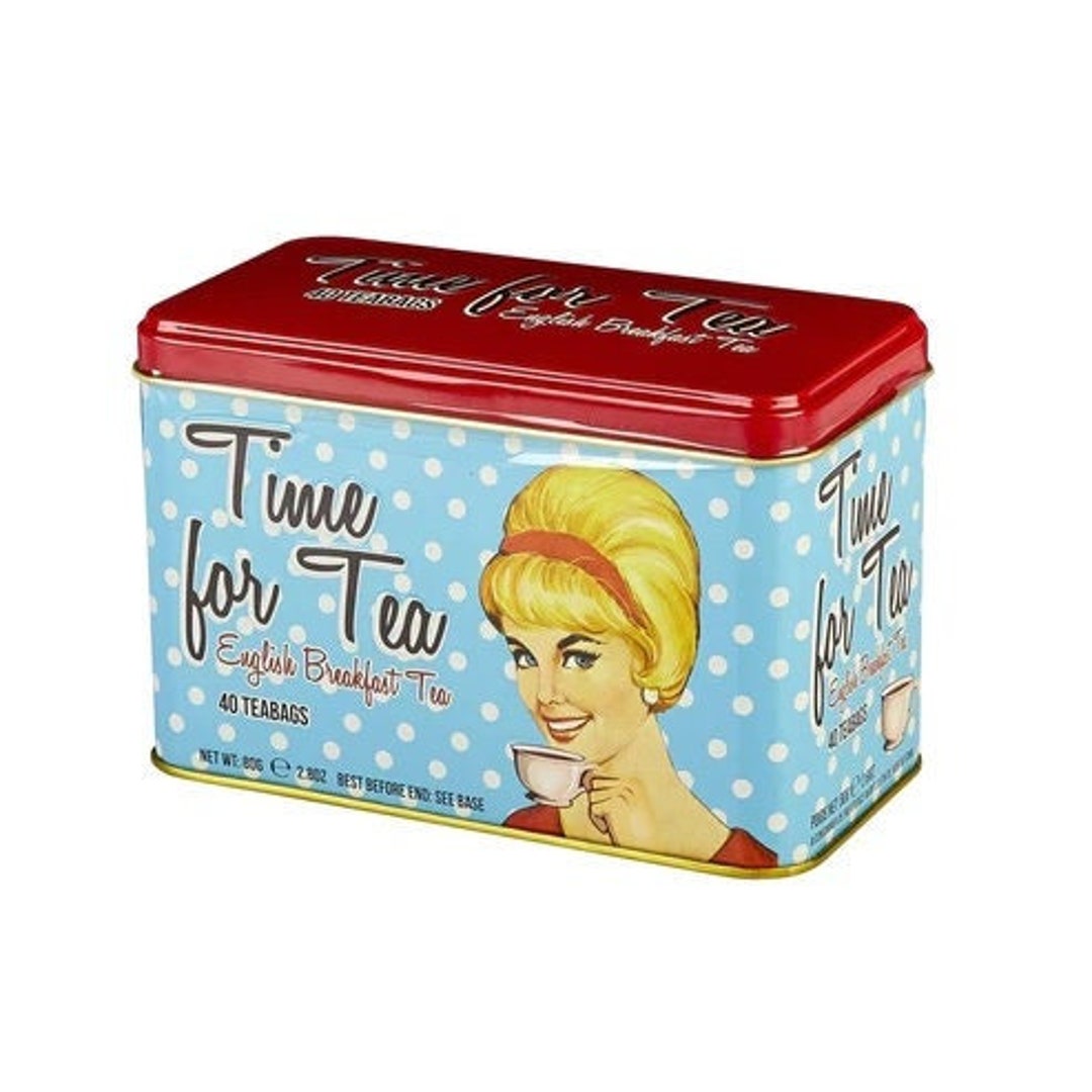 Red and Blue Time for Tea Tin 40 Bags of English Breakfast Tea - Etsy