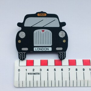 London Taxi Black Cab Wooden Brooch Pin Outfit Accessory Rockabilly ...