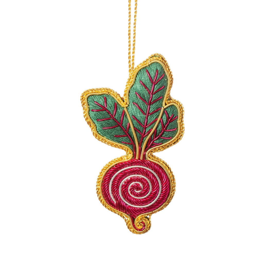 Beetroot Shaped Embroidered Ornament Fabric Bauble Red Purple Green ...
