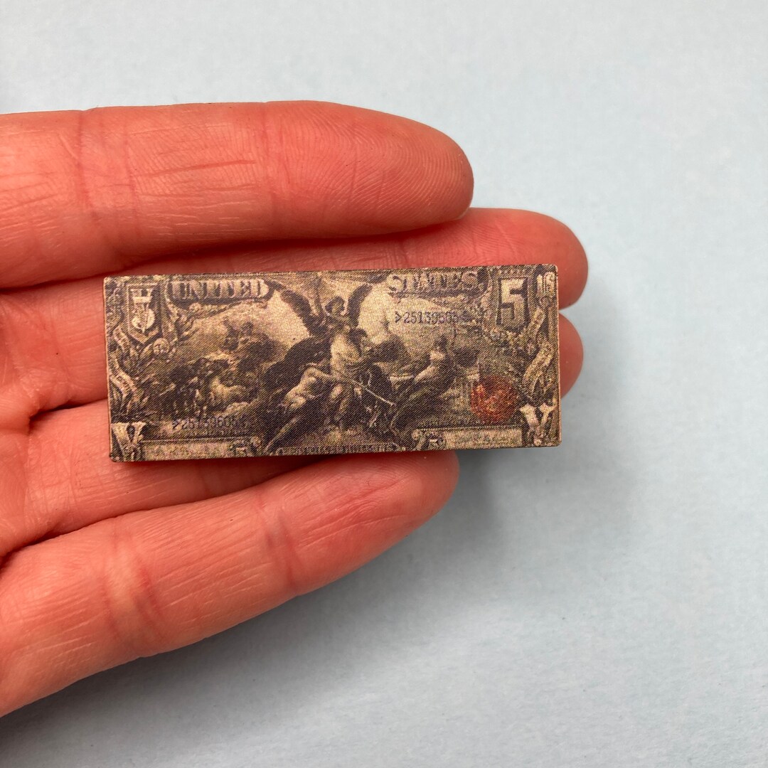 USA 5 Dollar Bill Wooden Brooch Pin US Five Dollar Note Money Currency ...