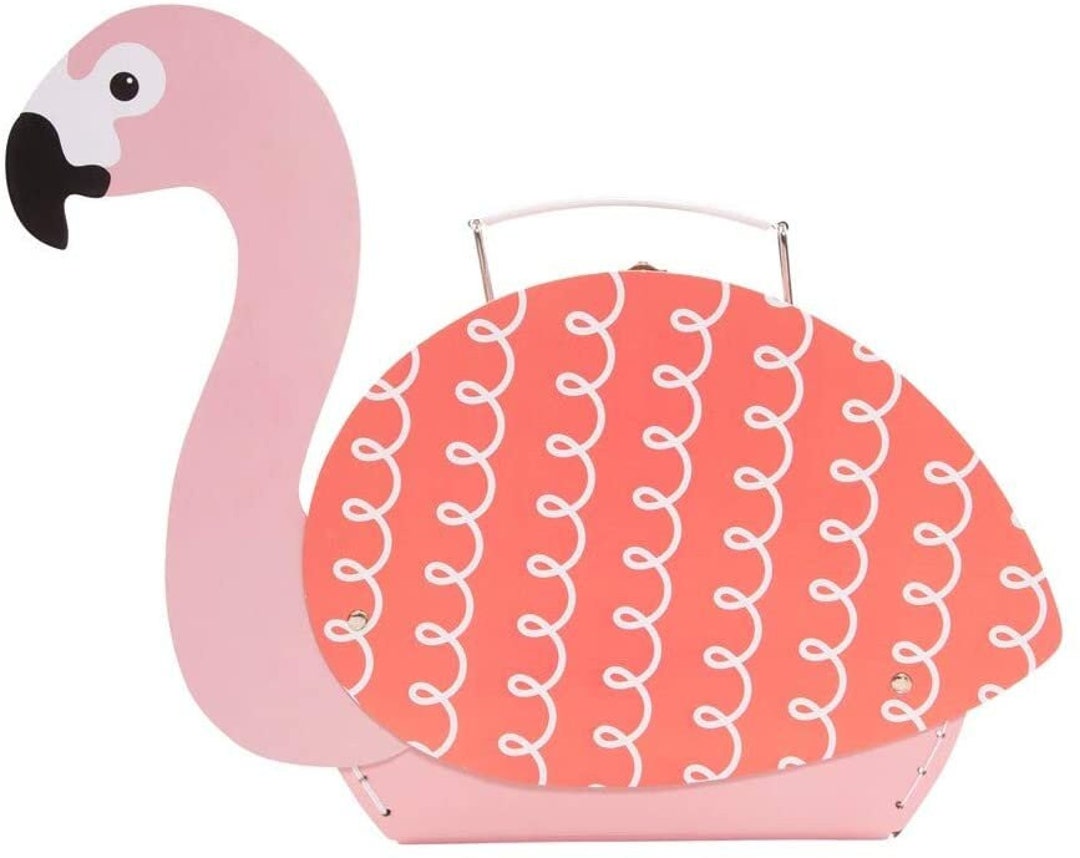 Pink Flamingo Suitcase With Moving Head Colourful Clutch Bag Storage ...