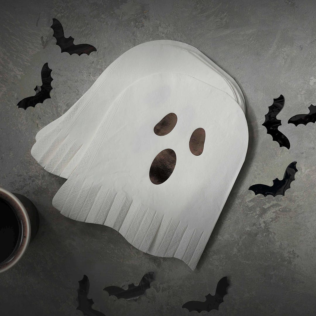 Ghost Fringe Paper Halloween Napkins Pack of 16 Party Kids Party Food ...