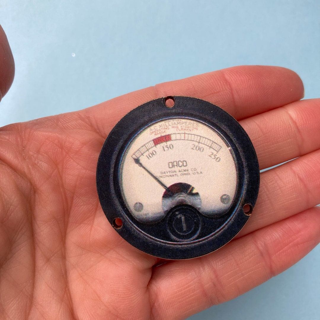 Retro Ammeter Wooden Brooch Pin Electrical Science Current Circuit AC ...