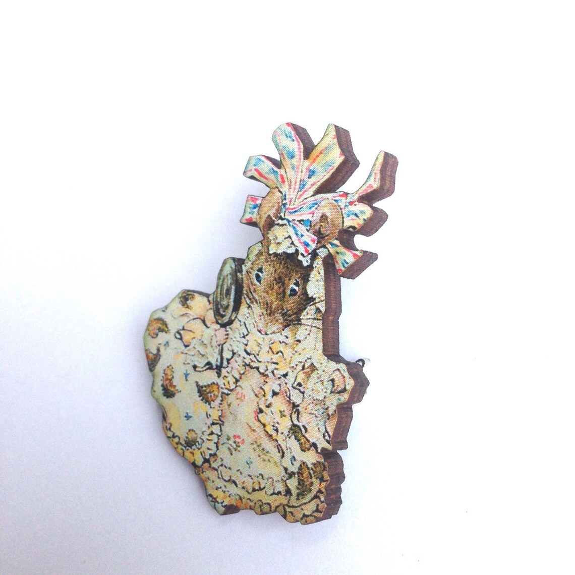Lady Mouse Beatrix Potter Wooden Brooch Pin Gift Laser Cut Birthday ...