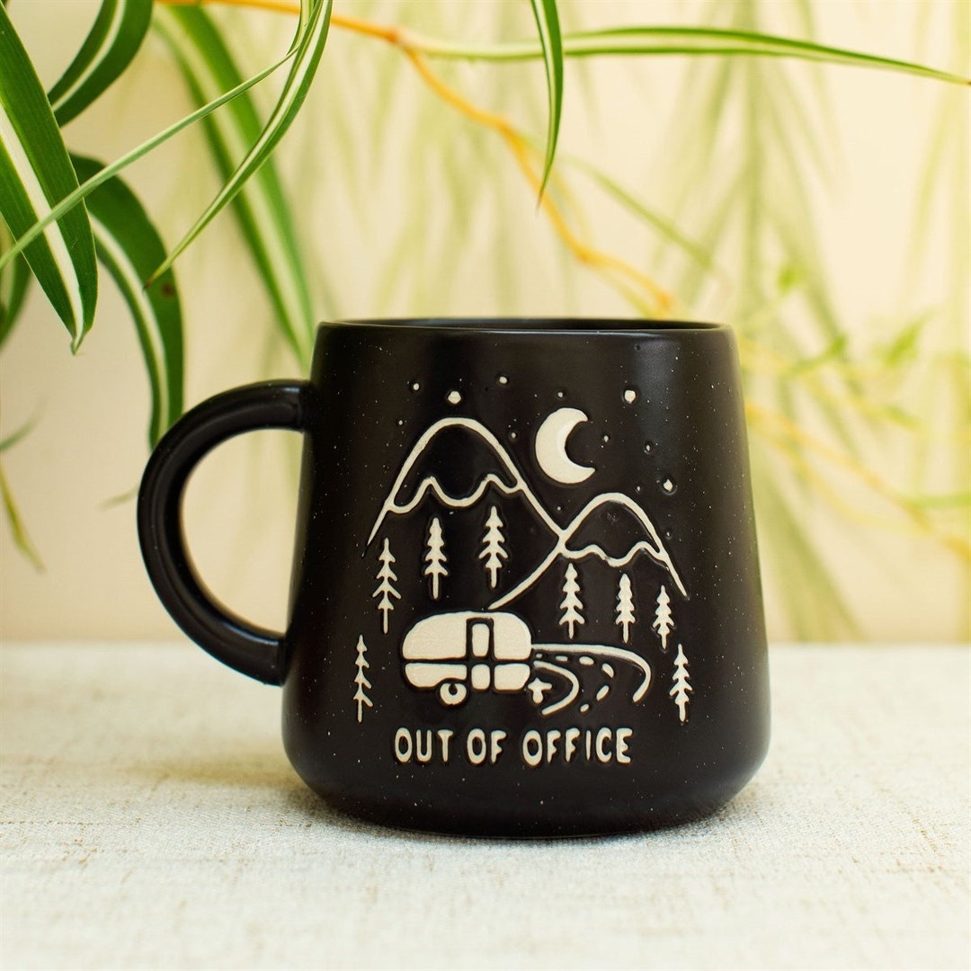 Out of Office Black and White Mug With Handle Cup Camping Travel ...