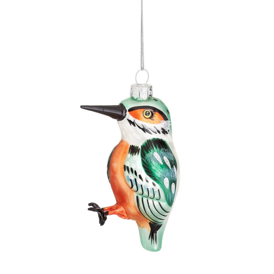 Kingfisher Shaped Bauble Glass Christmas Decoration Hanging for Xmas ...