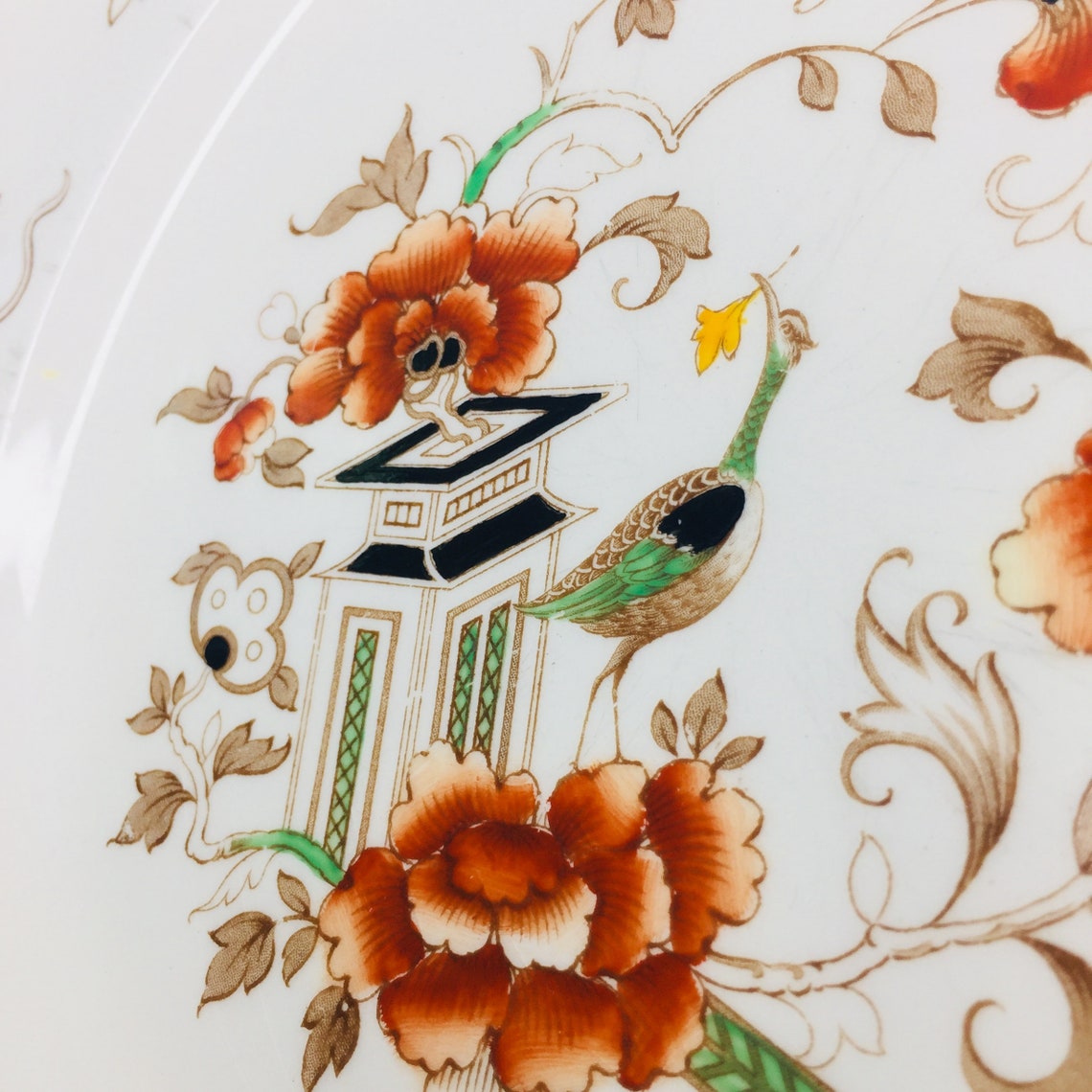 Hand-painted 1940s Dinner Display Plate Orange Brown Green - Etsy