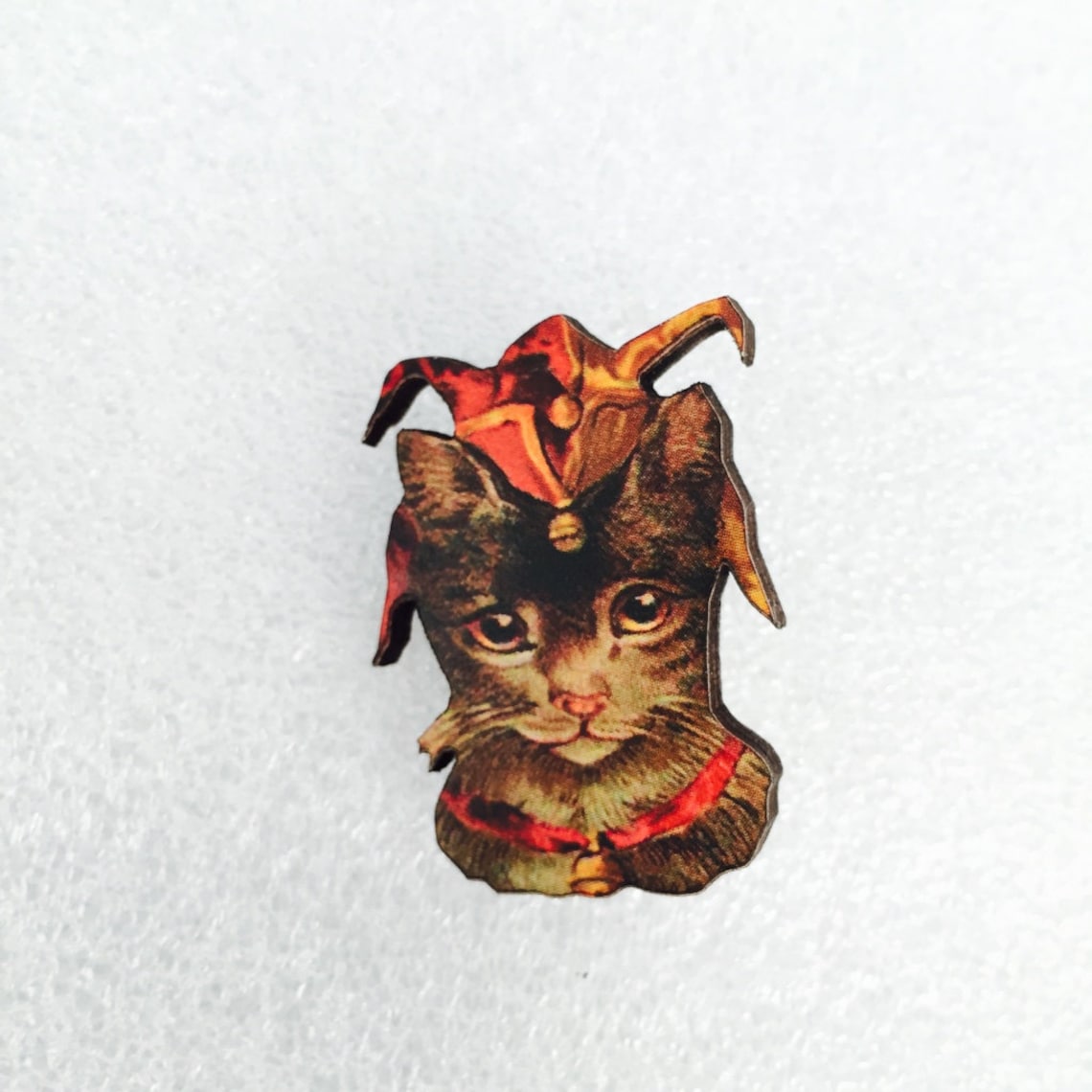 Jester Brown Cat With Red Collar Portrait Face Victorian Style - Etsy