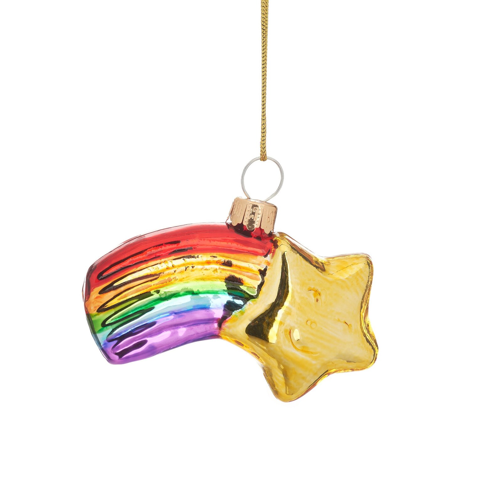 Rainbow Shooting Star Shaped Bauble Glass Christmas Decoration Hanging ...