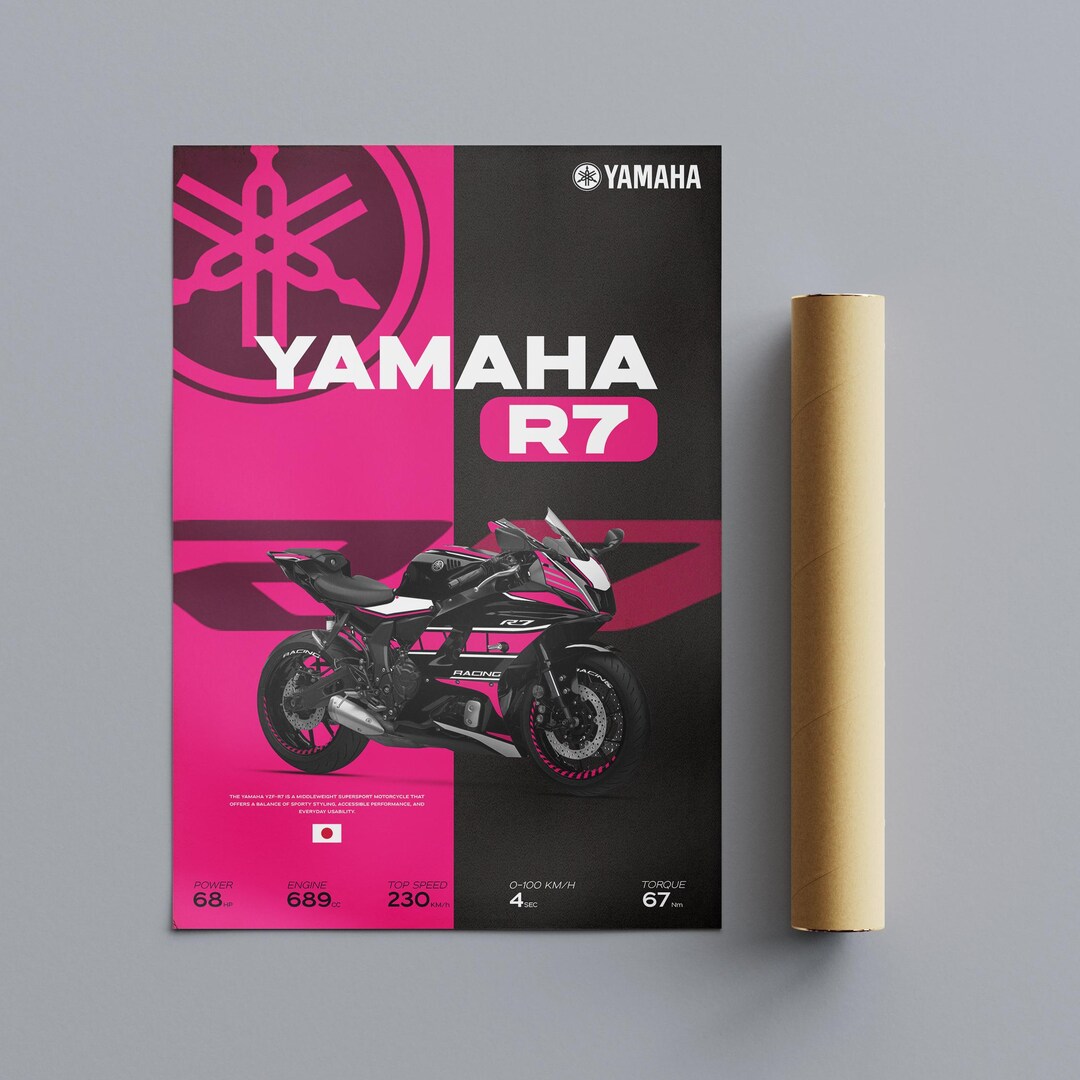 Yamaha R7 Poster | Sportbike Wall Art | Premium Motorcycle Print | Neon ...