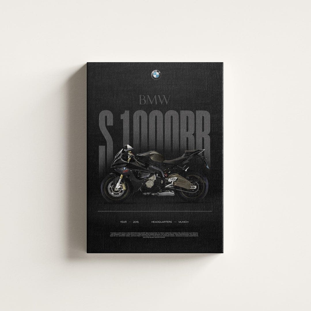 BMW S1000RR Black Canvas | Motorcycle Wall Art | Sportbike Poster ...