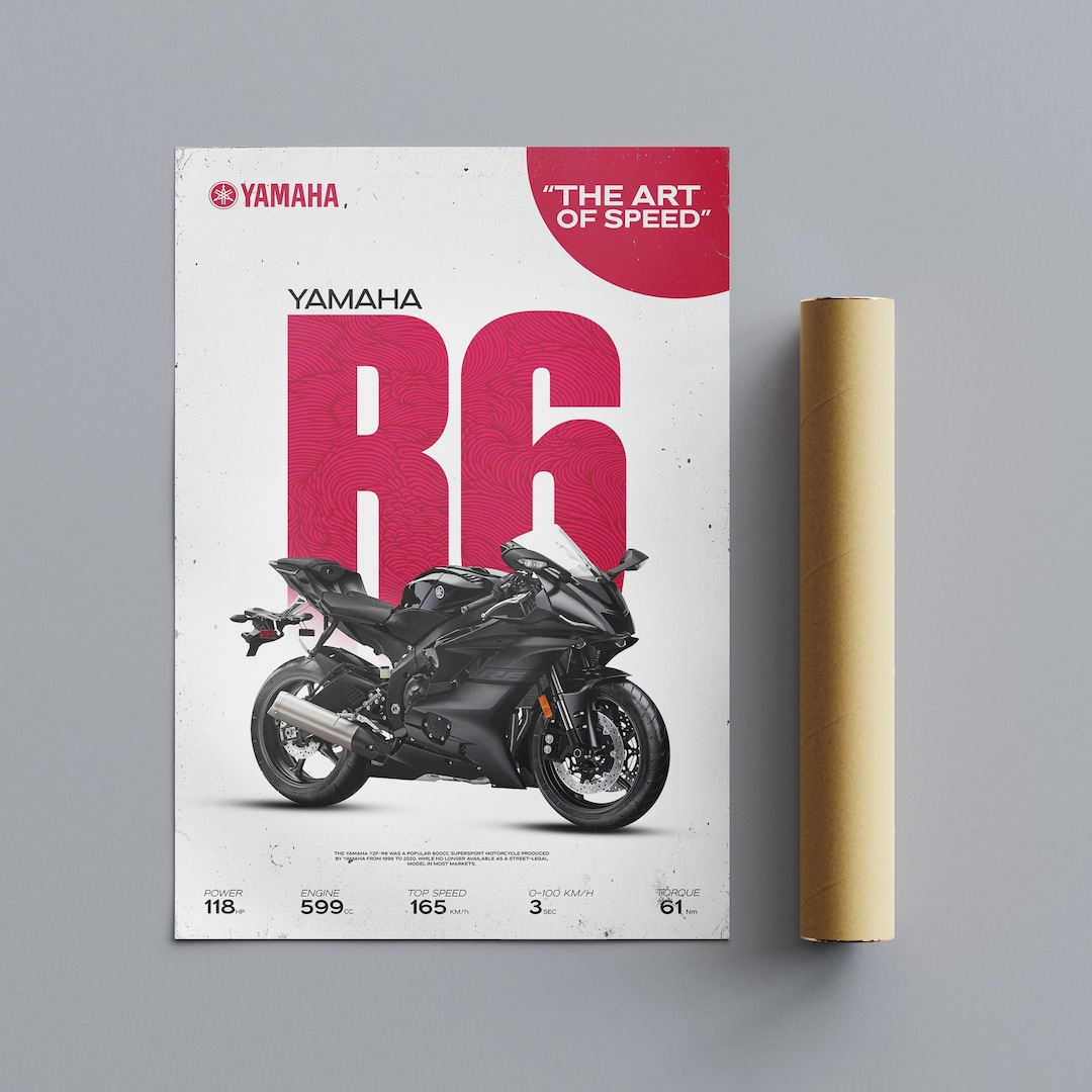 Yamaha R6 Poster | YZF-R6 Wall Art | Premium Superbike Print ...