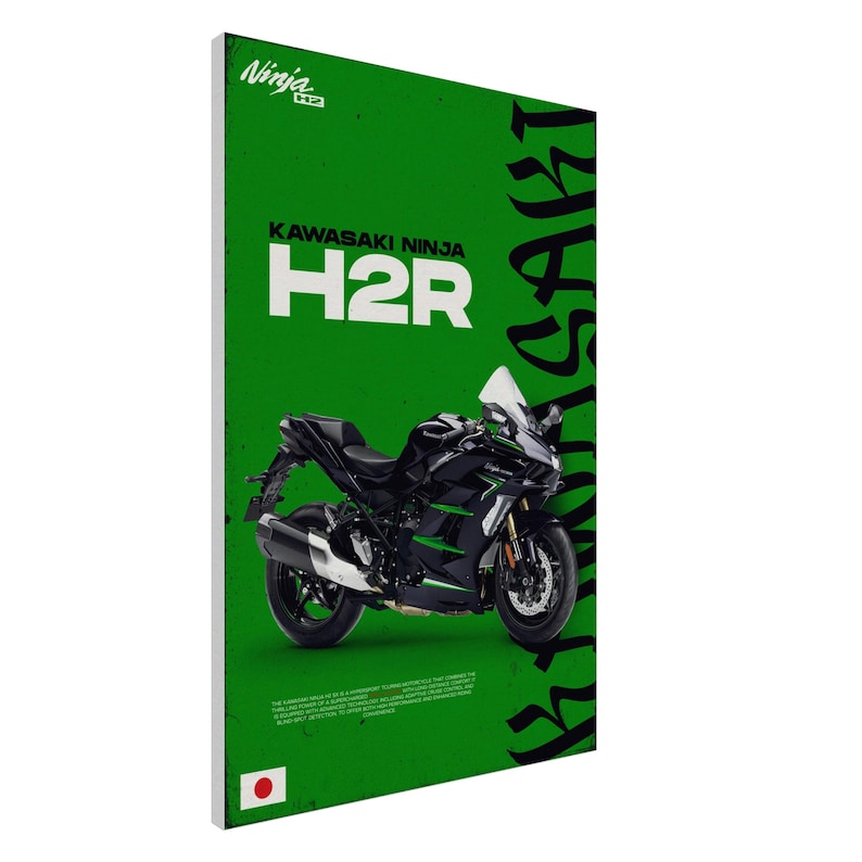 Kawasaki Ninja H2R Canvas | Motorcycle Wall Art | Superbike Poster ...