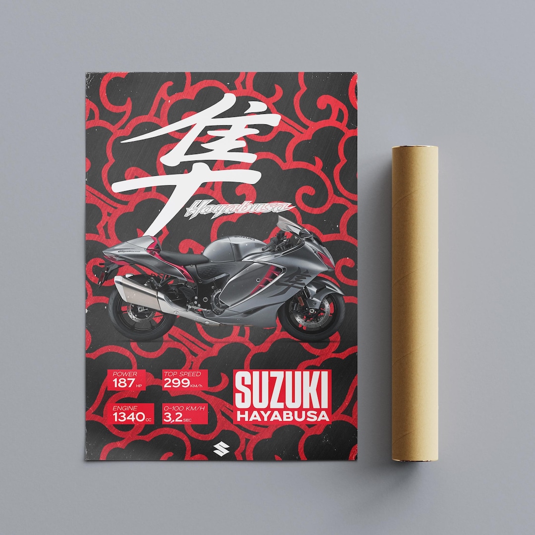 Suzuki Hayabusa Poster | Premium Motorcycle Wall Art | Superbike Print ...