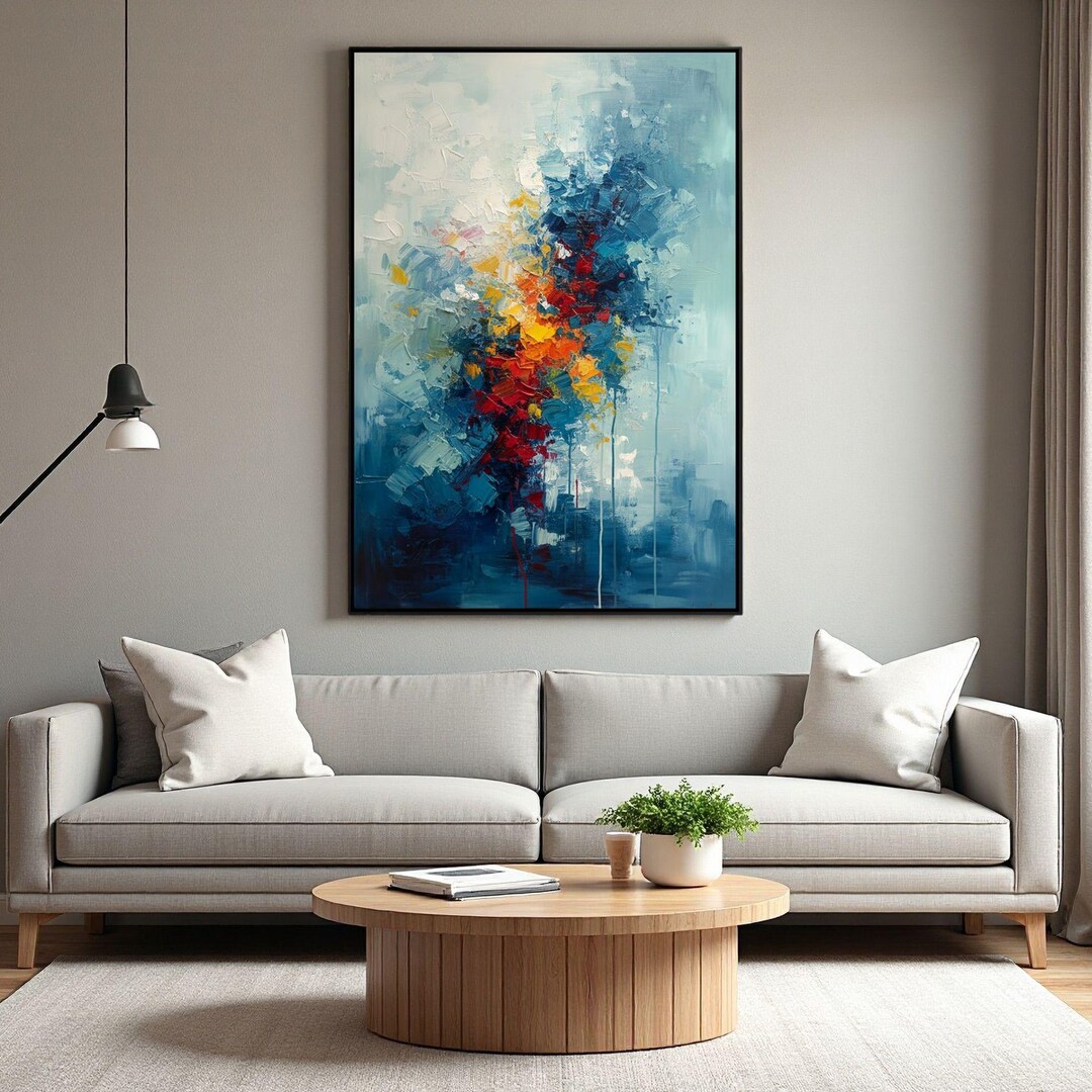 Modern Abstract Painting,vibrant Textured Canvas Art,large Living Room ...