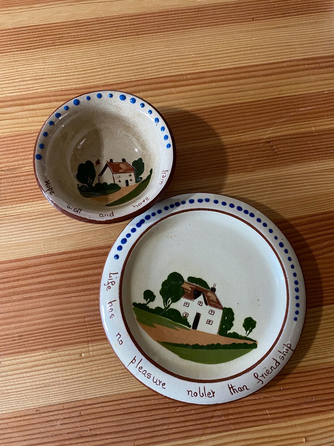 Vintage Watcombe Devon Mottoware Made in England Bowl and Plate - Etsy