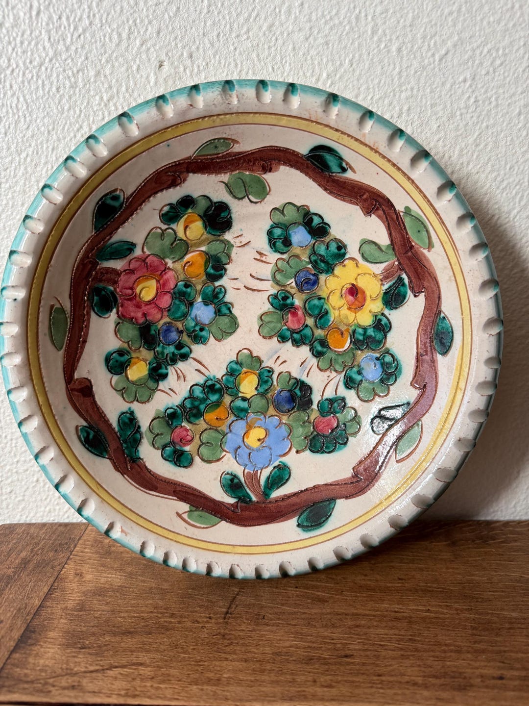 Vintage Redware Hand Painted Serving Dish Catchall Bowl Italy - Etsy