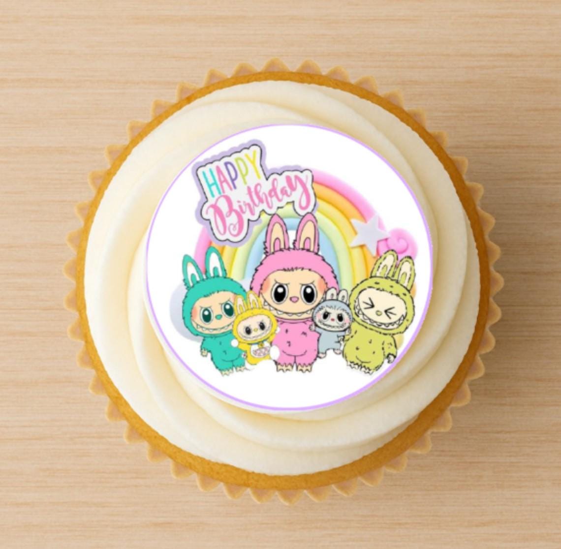 Labubu Cupcake Toppers: Edible Wafer Paper Birthday Party Decorations ...