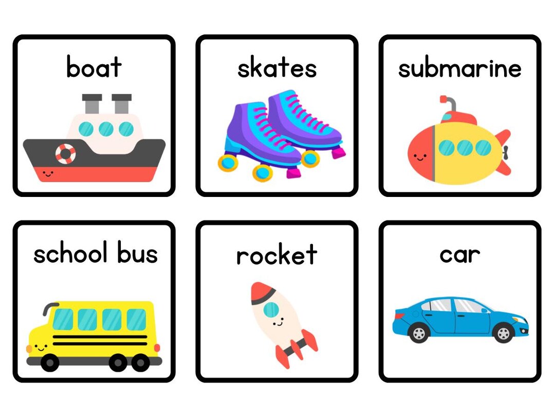 24 Transportation Printable Flashcards - Etsy