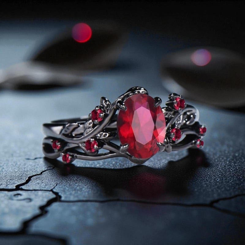 Gothic Red Ring Men - Etsy UK